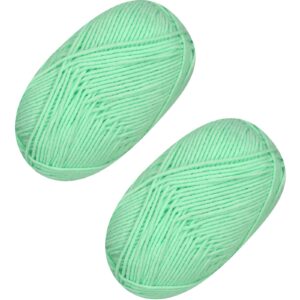 2 pcs 100g cotton acrylic yarn for crocheting,soft and fluffy crochet yarn for knitting and crafts，4 ply warm yarn for diy slippers cushions dolls bags blankets ornaments and trinkets（aqua green）