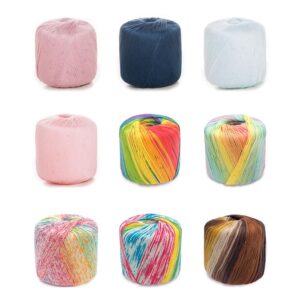 HEALLILY 1 Roll 133M Color Yarn Segment Soft Yarn Dyed Gradient Cotton Yarn Skeins Hat Shawl Line Material for Hand Knitting DIY Sweater Blanket Costume (Light Rainbow)