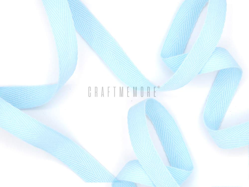 CRAFTMEMORE 3/4 Inch Twill Tape Fabric Ribbons Webbing Herringbone Twill Bias Binding Tape for Clothes Sewing Craft Trim Lace 36 Yards (MP11 Sky Blue)