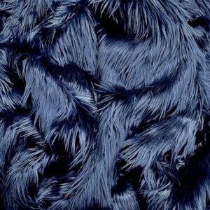 EOVEA Shaggy Faux Fur Fabric by The Yard - 36" X 60" Inch - Long Pile Fur - Fake Fur Materials - Soft & Fluffy Craft Fabric Supplies for DIY Arts & Crafts, Apparel, Costume, Rug(Navy Blue, One Yard)