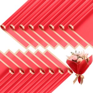 yahenda 420 sheet flower wrapping paper flower bouquet wrapping paper sheets with gold edge korean style wrapping paper for diy craft gift package decoration floral supplies, 23 x 23 inch (red)