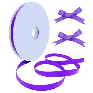 leyice 1/2 inch satin ribbon 100 yards craft ribbon double sided fabric ribbons roll for gift wrapping hair bows (purple)