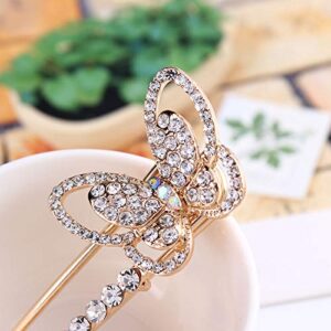 Mystart 2 Pieces Alloy Rhinstone Butterfly Safety Pins Jewelry Brooch Pins for Blankets Scarves Sweater