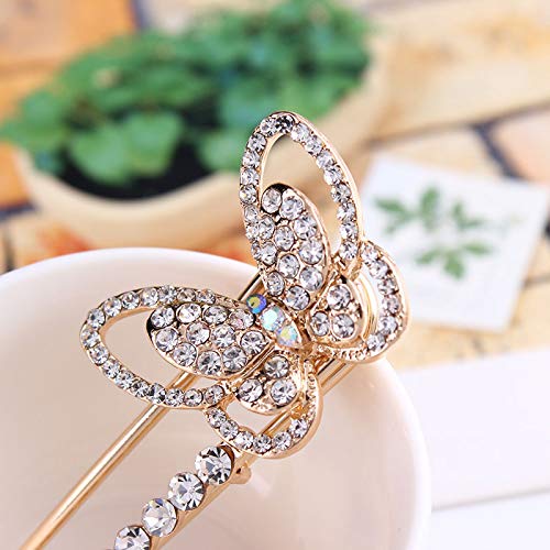 Mystart 2 Pieces Alloy Rhinstone Butterfly Safety Pins Jewelry Brooch Pins for Blankets Scarves Sweater