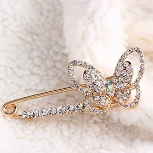 Mystart 2 Pieces Alloy Rhinstone Butterfly Safety Pins Jewelry Brooch Pins for Blankets Scarves Sweater