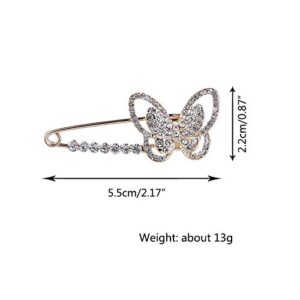 Mystart 2 Pieces Alloy Rhinstone Butterfly Safety Pins Jewelry Brooch Pins for Blankets Scarves Sweater