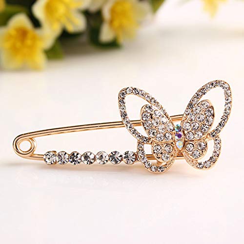 Mystart 2 Pieces Alloy Rhinstone Butterfly Safety Pins Jewelry Brooch Pins for Blankets Scarves Sweater