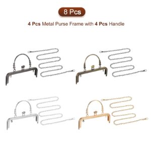 uxcell 8 Pcs Metal Purse Frames Set - 8.07" Kiss Lock Clasp Frame Embossed Clutch Frame with Handle for Coin Purse Making DIY Craft, Mixed Color