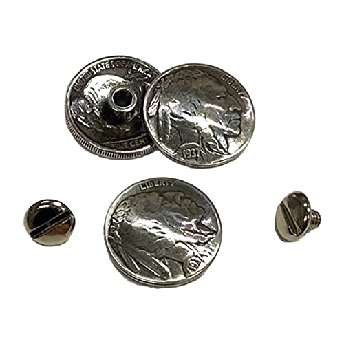 Toxic Jungle 2 Pieces 4/5 inch (21mm) Indian Head Nickel Classic Screw Post Decorative Nickel Concho, Ornament for Leathercraft Saddle/Belt/Saddle Blanket/Hats/Wallet, Antiqued Silver