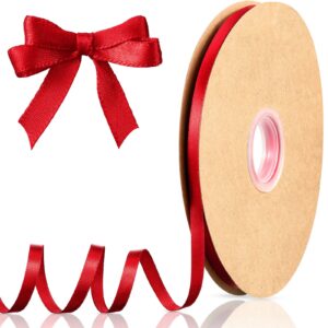 solid color satin ribbon double face decorative wrapping ribbon for wrapping weddings hair ties dresses blanket edging crafts bows ornaments (red,1/4 inch, 100 yards)