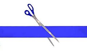 Grand Opening Kit-Ribbon, 10 inch Metallic Blue Bows, & Blue Handle Scissors-Easy Ribbon Cutting Ceremonial Supplies Pack (Blue Kit)