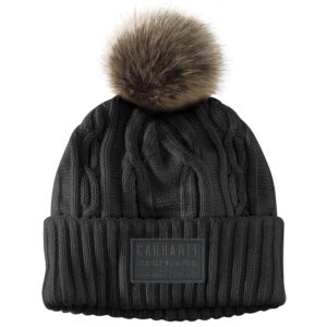 carhartt women's knit pom beanie, black