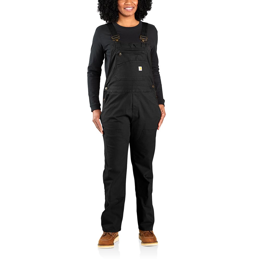 Carhartt Women's Rugged Flex® Loose Fit Canvas Bib Overall, Black, Medium