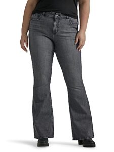 lee women's plus size legendary mid rise flare jean, blurred darks