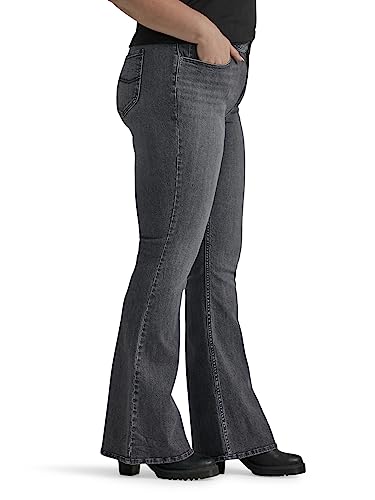 Lee Women's Plus Size Legendary Mid Rise Flare Jean, Blurred Darks