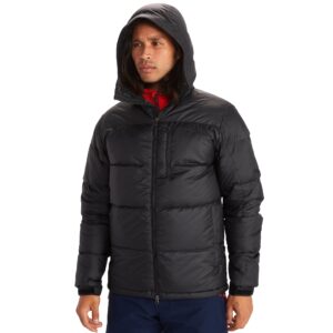 marmot men’s guides hoody jacket | down-insulated, water-resistant, lightweight, jet black, large