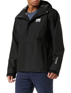 helly hansen men's seven j waterproof windproof breathable rain jacket, 992 black, xx-large