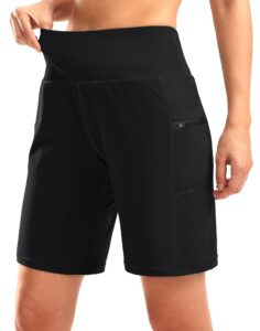 g gradual women's high waisted 9" bermuda shorts with zipper pockets athletic workout long shorts for women knee length(black,xl)