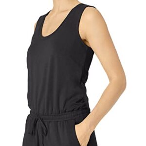 Amazon Essentials Women's Studio Terry Fleece Jumpsuit (Available in Plus Size), Black, Medium