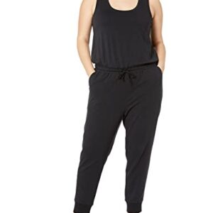 Amazon Essentials Women's Studio Terry Fleece Jumpsuit (Available in Plus Size), Black, Medium