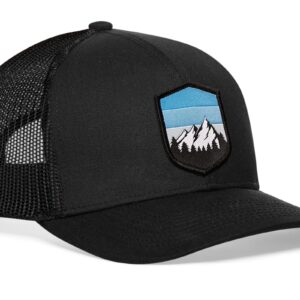 HAKA Mountains & Trees Trucker Hat, Mesh Outdoor Hat for Men & Women, Adjustable Snapback Baseball Cap, Golf Hat Black