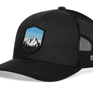 HAKA Mountains & Trees Trucker Hat, Mesh Outdoor Hat for Men & Women, Adjustable Snapback Baseball Cap, Golf Hat Black