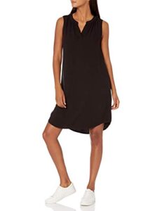 amazon essentials women's sleeveless woven shift dress, black, x-small