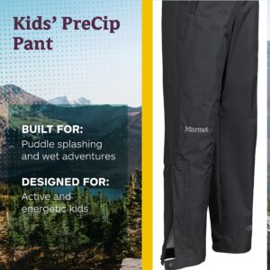 Marmot PreCip Kids' Waterproof Rain/Hiking Pant, Black, Small