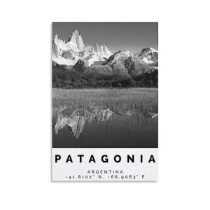 patagonia print black and white photo, patagonia wall art, patagonia travel poster, patagonia photo canvas art poster and wall art picture print modern family bedroom decor posters 24x36inch(60x90cm)