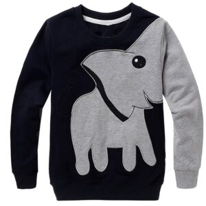 cm-kid little boys' elephant long sleeve t-shirt cartoon head sweatshirt, black, 3t