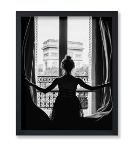 poster master vintage photograph poster - retro minimalist print - girl in the open window, black & white, simple - 8x10 unframed wall art - gift for artist, friend - wall decor for living room, dorm