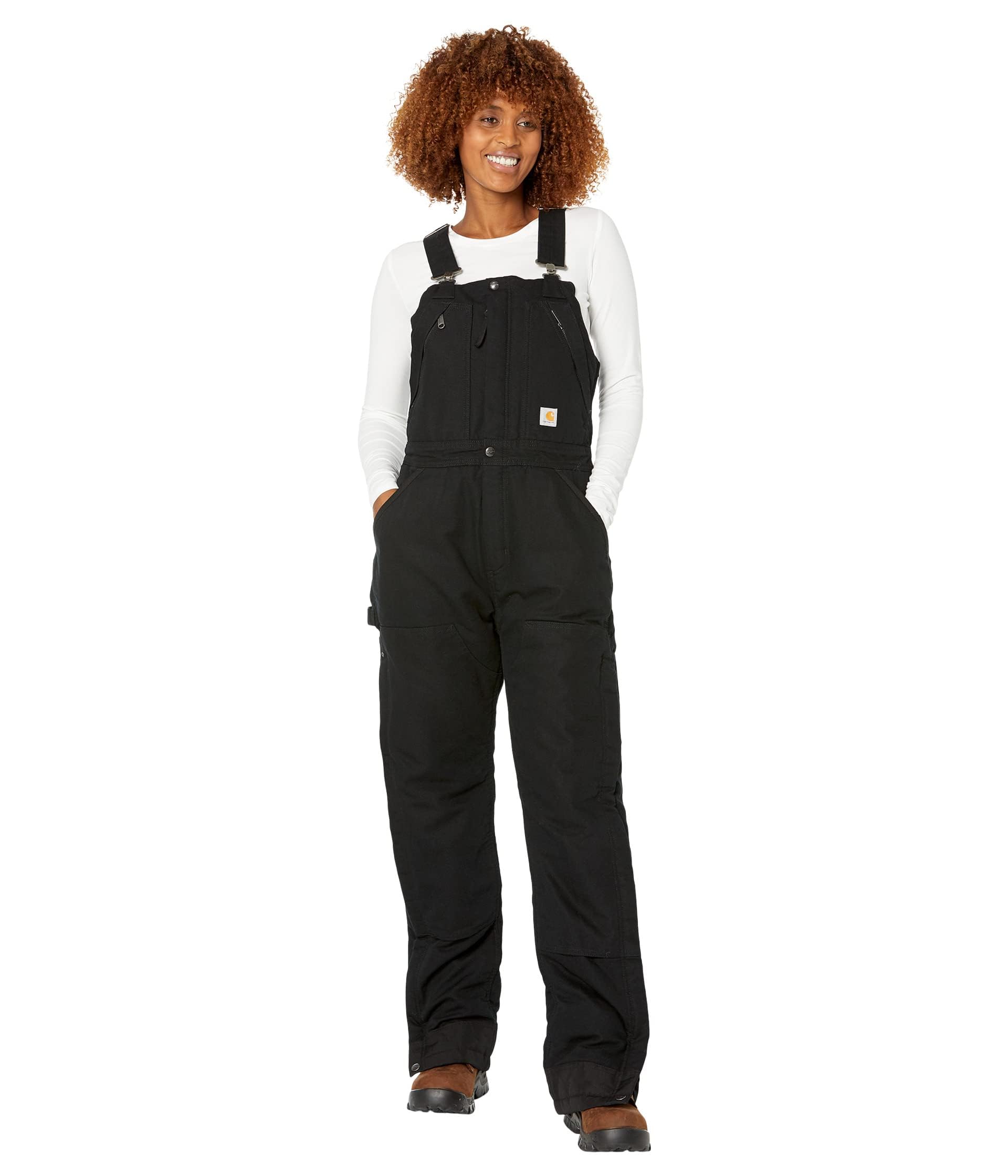 Carhartt womens Loose Fit Washed Duck Insulated Biberall Overall, Black, 2X US