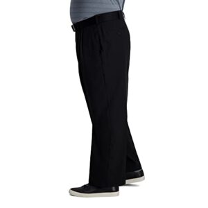 Haggar Men's Cool Right Performance Flex Classic Fit Pleat Front Pant-Reg. and Big & Tall Sizes, Black-BT, 46W x 32L