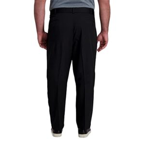 Haggar Men's Cool Right Performance Flex Classic Fit Pleat Front Pant-Reg. and Big & Tall Sizes, Black-BT, 46W x 32L