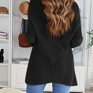 EVALESS Women's Cute Long Sleeve Striped Sweaters Fall V Neck Sweater Tops 2023 Color Block Loose Knitted Pullover Sweaters Black Small