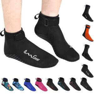 water socks neoprene socks beach booties shoes 3mm glued blind stitched anti-slip wetsuit boots fin swim socks for water sports outdoor activities home slippers(3mm low cut/black,s)