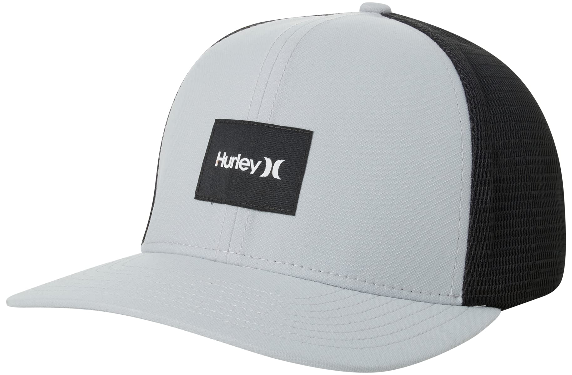 Hurley Men's Caps - Fairway Trucker Mesh Panel Baseball Cap Trucker Hat - Snap Back Hats for Men, Cool Grey/Black