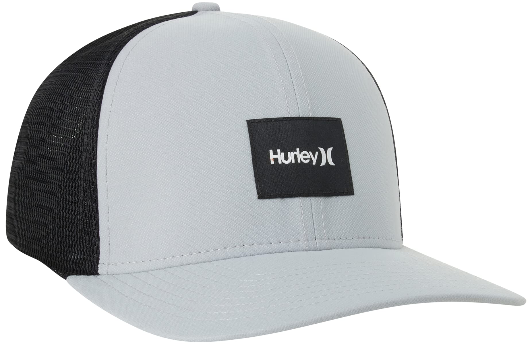 Hurley Men's Caps - Fairway Trucker Mesh Panel Baseball Cap Trucker Hat - Snap Back Hats for Men, Cool Grey/Black