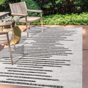 jonathan y smb124d-3 zolak berber stripe geometric indoor outdoor area-rug bohemian contemporary easy-cleaning bedroom kitchen backyard patio non shedding, 3 x 5, ivory/black