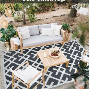 GEUOYEE Reversible Mats - Outdoor Rugs for Patio Clearance, 5'x8' Plastic Straw Rug Waterproof, Outside Indoor Outdoor Area Rug for RV, Backyard, Deck, Picnic, Beach, Trailer, Camping (Grey)