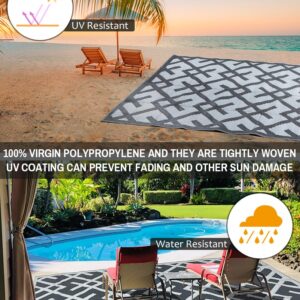 GEUOYEE Reversible Mats - Outdoor Rugs for Patio Clearance, 5'x8' Plastic Straw Rug Waterproof, Outside Indoor Outdoor Area Rug for RV, Backyard, Deck, Picnic, Beach, Trailer, Camping (Grey)