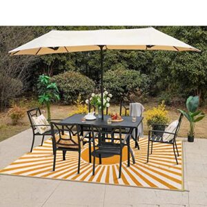 Anidaroel Outdoor Area Rug for Patio Clearance 5X8ft Waterproof, Reversible Plastic Straw Rug Outside Rug, Stain & UV Resistant RV Mat for Camping, Porch, Balcony, Pool Deck, Backyard, Orange