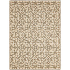 Nicole Miller New York Patio Country Danica Transitional Geometric Indoor/Outdoor Area Rug, Brown/Beige, 5'2"x7'2"