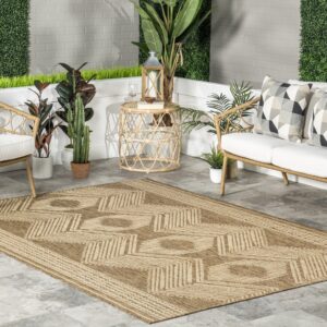 nuloom ranya tribal indoor/outdoor area rug, 4x5, light brown