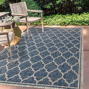 jonathan y smb109d-9 trebol moroccan trellis textured weave indoor outdoor area rug bohemian modern easy cleaning bedroom kitchen backyard patio non shedding, 9 x 12, navy/gray (jsmb109-d9)