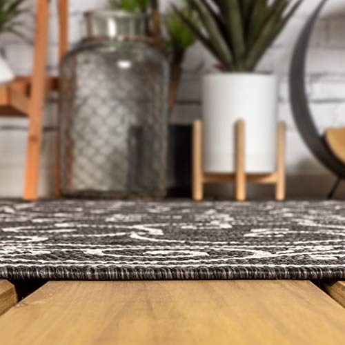 JONATHAN Y SMB106G-4 Charleston Vintage Filigree Textured Weave Indoor Outdoor-Rug LivingRoom Backyard,4 X 6,Black/Gray