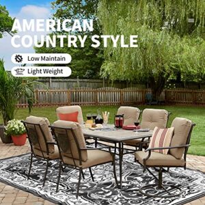 nalone Reversible Mats, Outdoor Rugs 6x9 for Patio, Outdoor Plastic Straw Rug, New York Patio Country Retro Transitional Geometric Outdoor Area Rug for RV, Camping, Deck, Picnic (6'X9', Black&White)