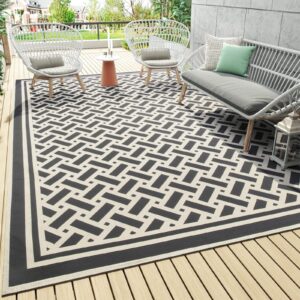 tchdio weave outdoor patio rug 5x8 area rug, classic outdoor area rug, easy cleaning, high traffic, non shedding indoor outdoor rugs