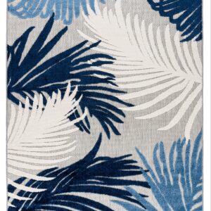 Rugshop Lucca Contemporary Floral Indoor/Outdoor Area Rug 6' 6" x 9' Navy