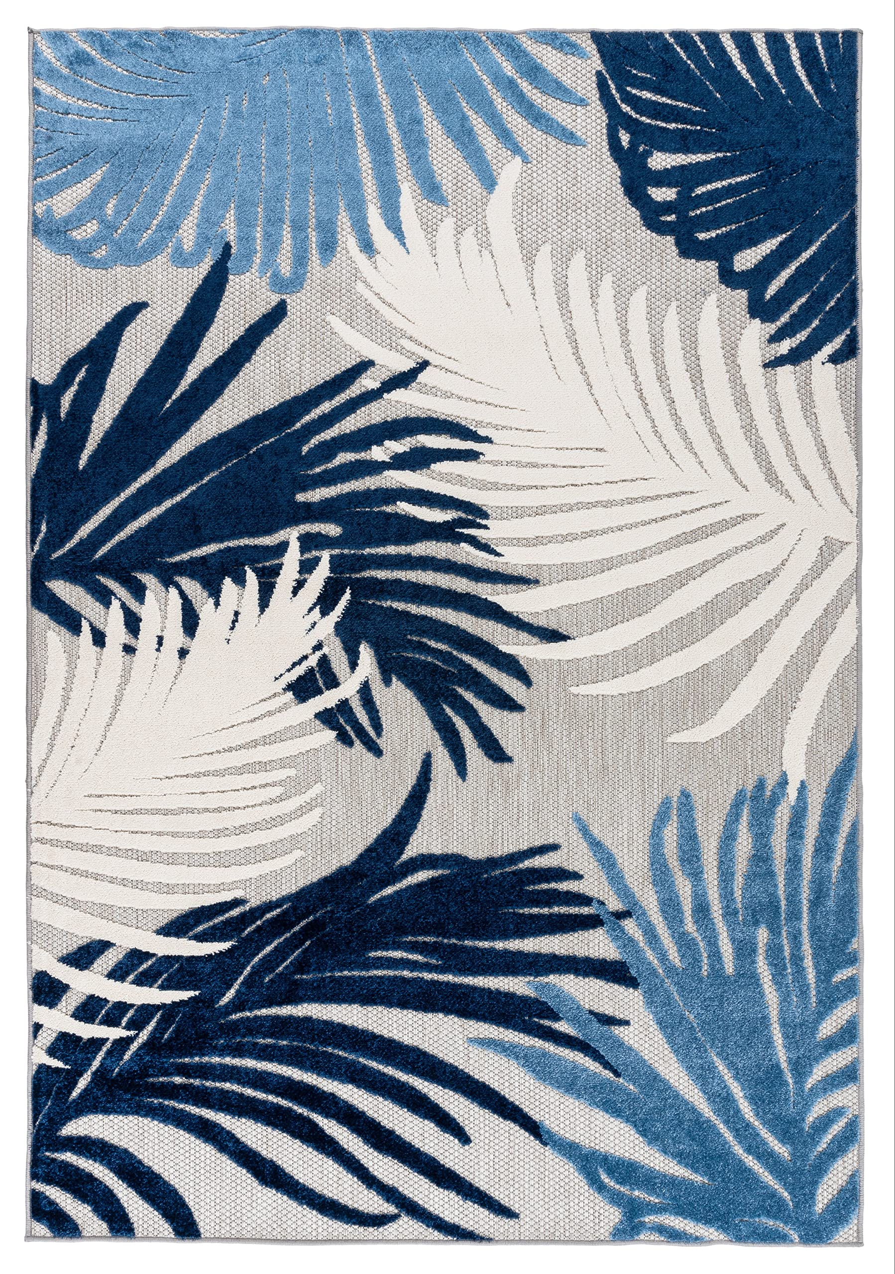 Rugshop Lucca Contemporary Floral Indoor/Outdoor Area Rug 6' 6" x 9' Navy